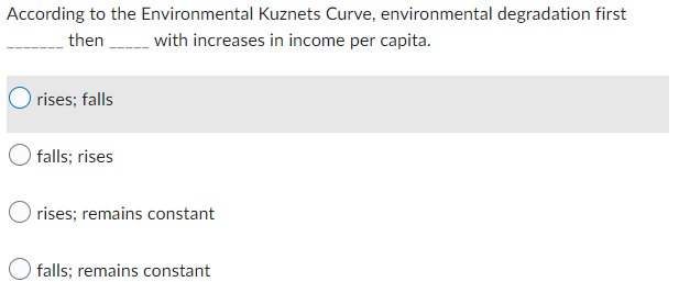 Solved According to the Environmental Kuznets Curve, | Chegg.com