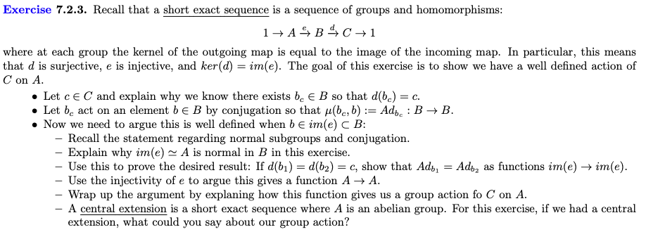 Solved 1→A→eB→dC→1 where at each group the kernel of the | Chegg.com