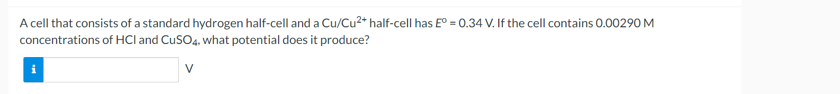 Solved A cell that consists of a standard hydrogen half-cell | Chegg.com