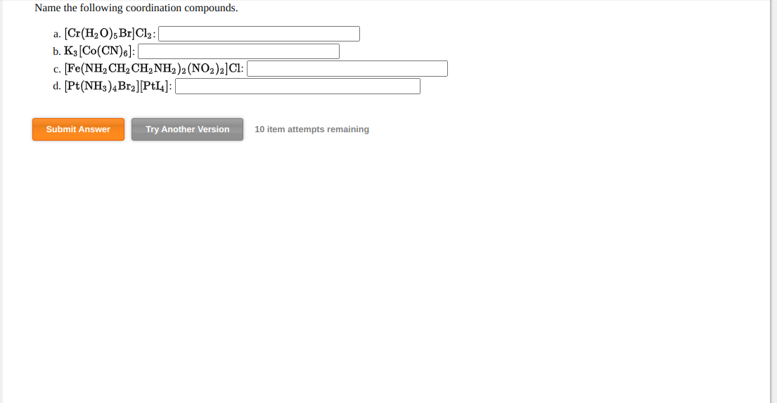 Solved Name the following coordination compounds. a. | Chegg.com