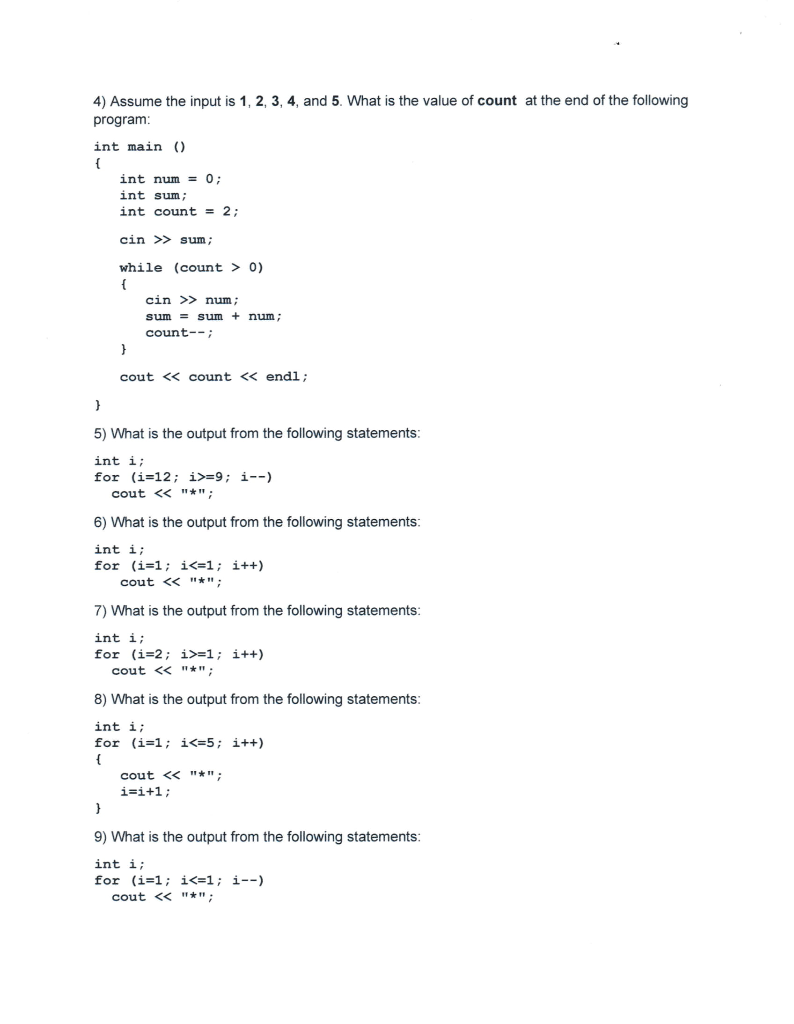 Solved 1) Assume the input is 1, 2, 3, 4, and 5. What is the | Chegg.com