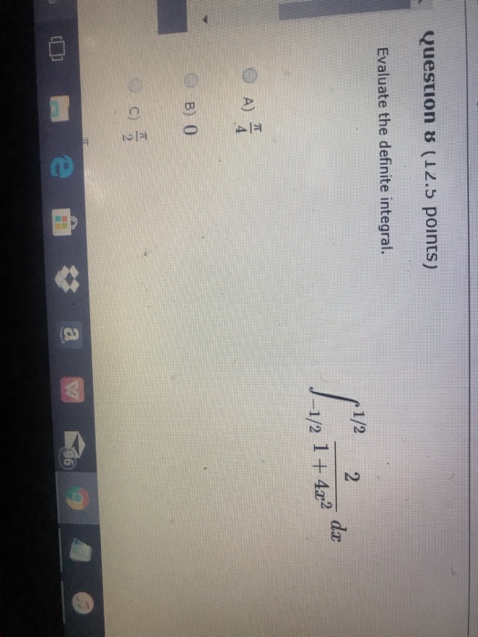 Solved 'Question (12.5 points) Evaluate the definite | Chegg.com
