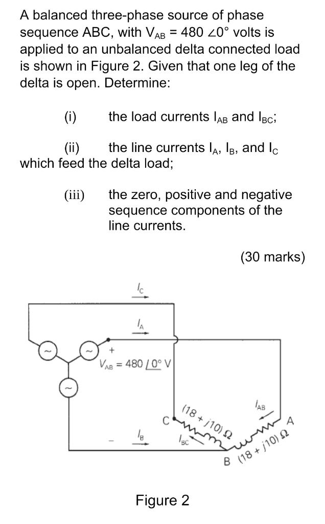 Solved A balanced three-phase source of phase sequence ABC, | Chegg.com