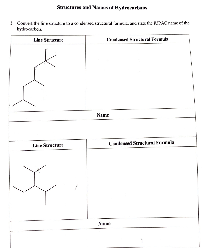 Solved Structures and Names of Hydrocarbons | Chegg.com