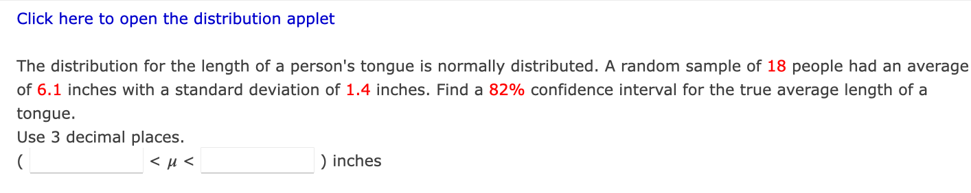 Solved Click here to open the distribution applet The | Chegg.com