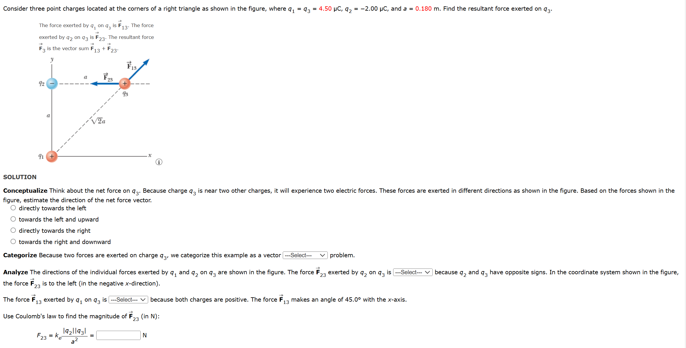 Solved Consider three point charges located at the corners | Chegg.com