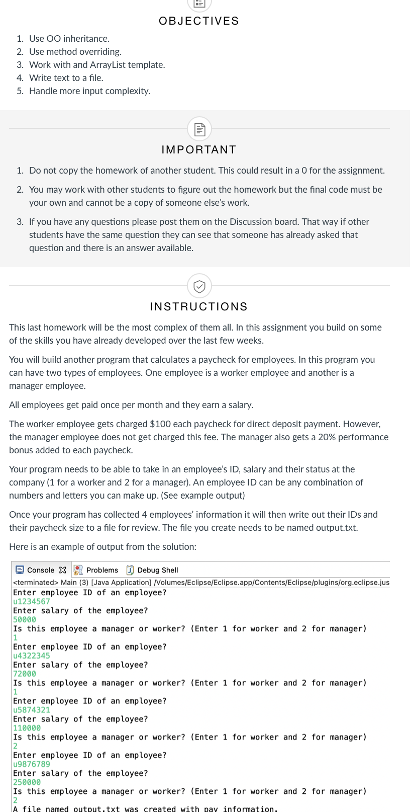 Solved OBJECTIVES 1. Use OO inheritance. 2. Use method | Chegg.com