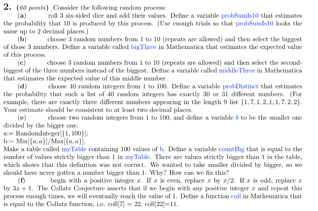 Solved 2. (60 points) Consider the following random process: | Chegg.com