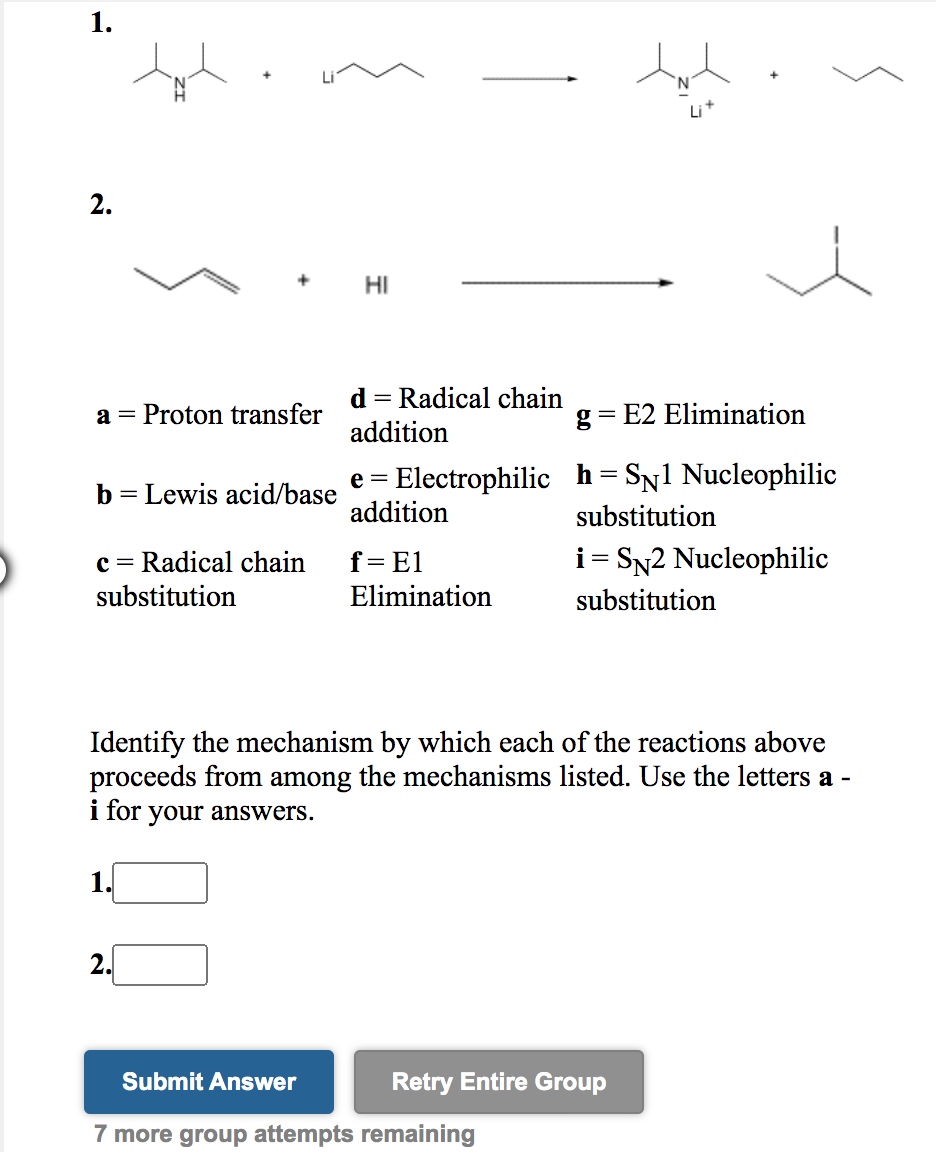 Solved 1. 2. HI а d= Radical chain Proton transfer g=E2 | Chegg.com