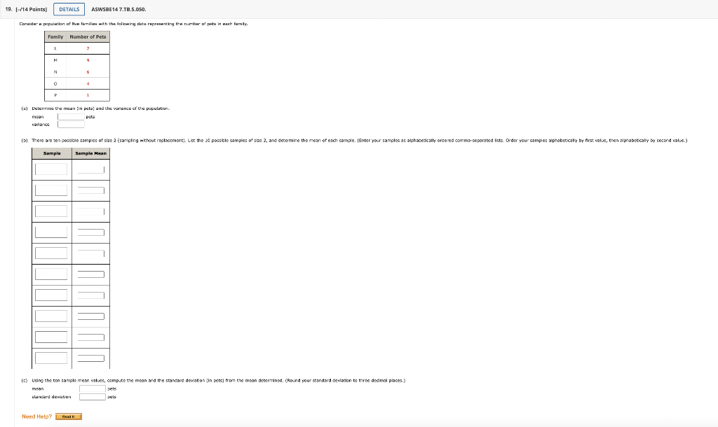 Solved [- 1 '14 Points] ASWSBE14 7.TB.5.050. (a) Deternine | Chegg.com