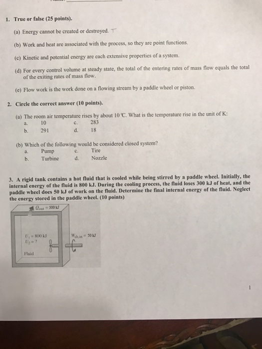Solved True or false (25 points). (a) Energy cannot be | Chegg.com