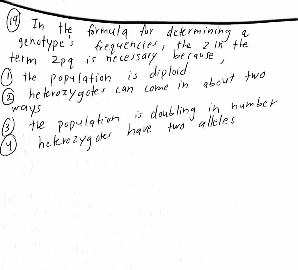 Solved (19 ( In the formula for determining a genotype's | Chegg.com