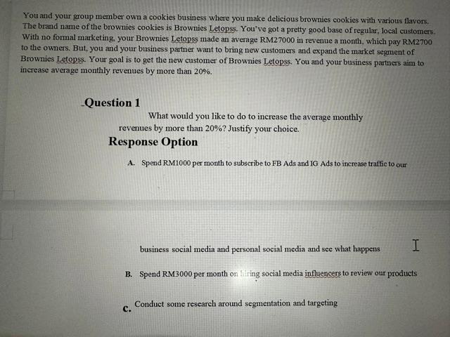 Solved You and your group member own a cookies business | Chegg.com