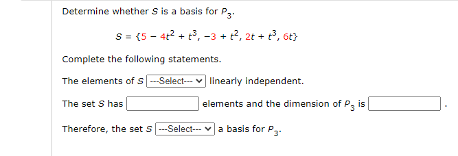 Solved Determine whether S is a basis for P3. | Chegg.com