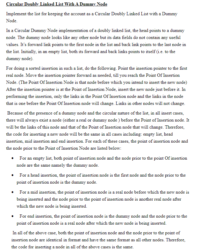 TITLE Updating Accounts Using Doubly Linked List | Chegg.com