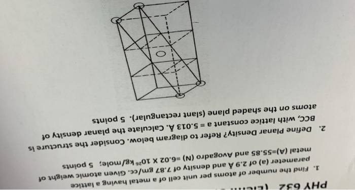 Solved 1 Find The Number Of Atoms Per Unit Cell Of A Metal