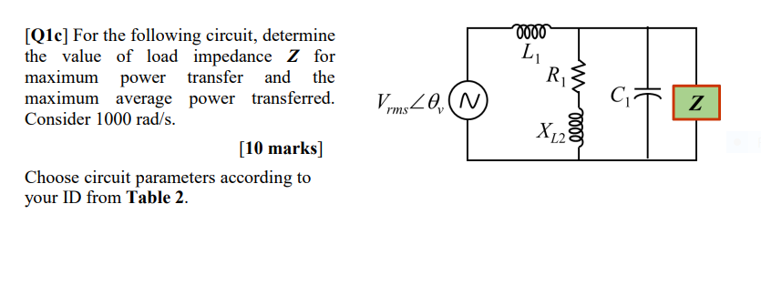 Solved [Q1c] For the following circuit, determine the value | Chegg.com