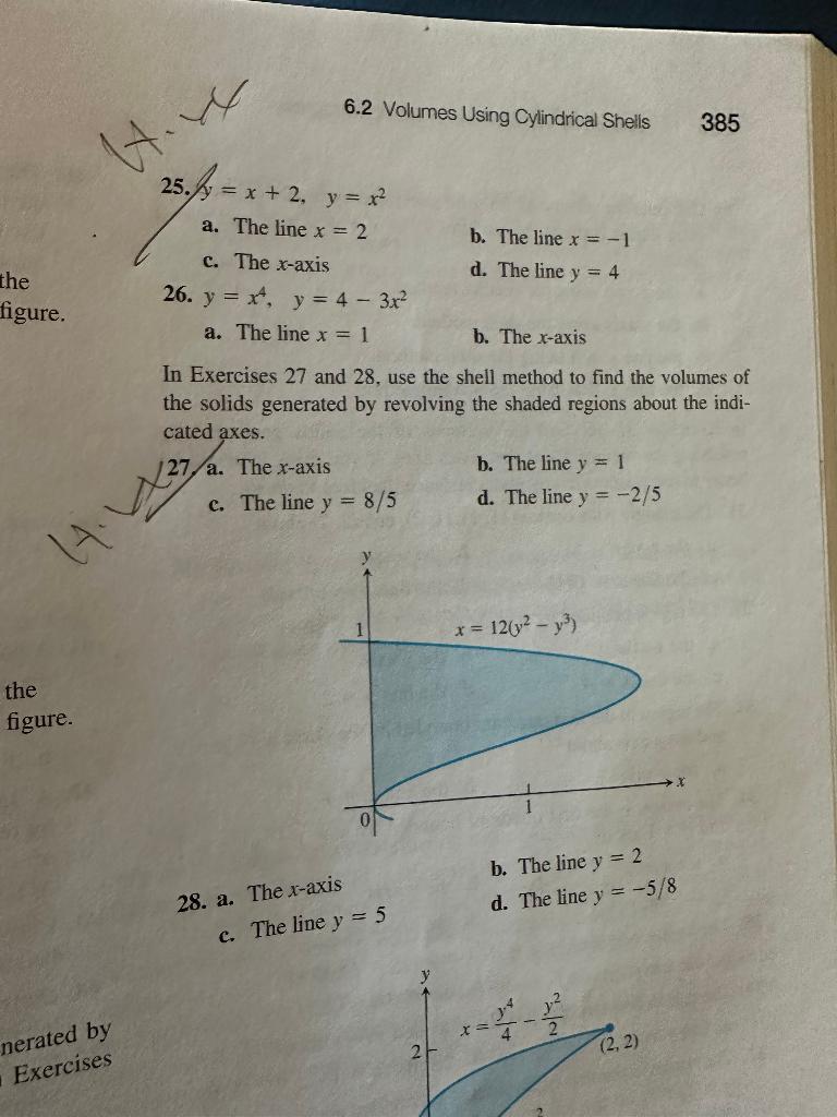 Solved 6.2 Volumes Using Cylindrical Shells 385 25. | Chegg.com