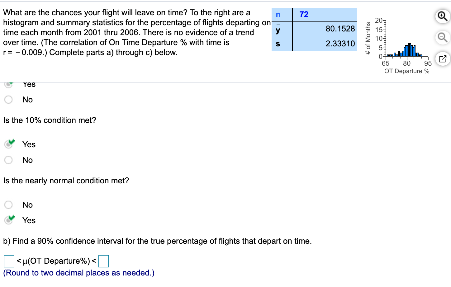 Solved 72 What are the chances your flight will leave on | Chegg.com
