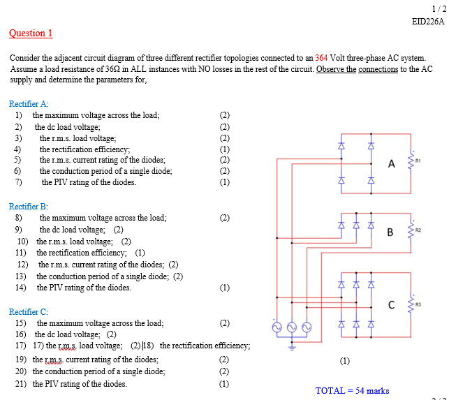 Solved 1/2 EID226A Question 1 Consider the adjacent circuit | Chegg.com