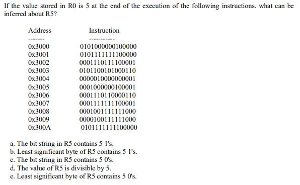 Solved If the value stored in RO is 5 at the end of the | Chegg.com