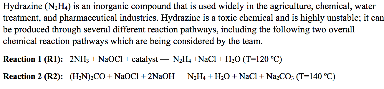 Solved Hydrazine (N₂H4) is an inorganic compound that is | Chegg.com