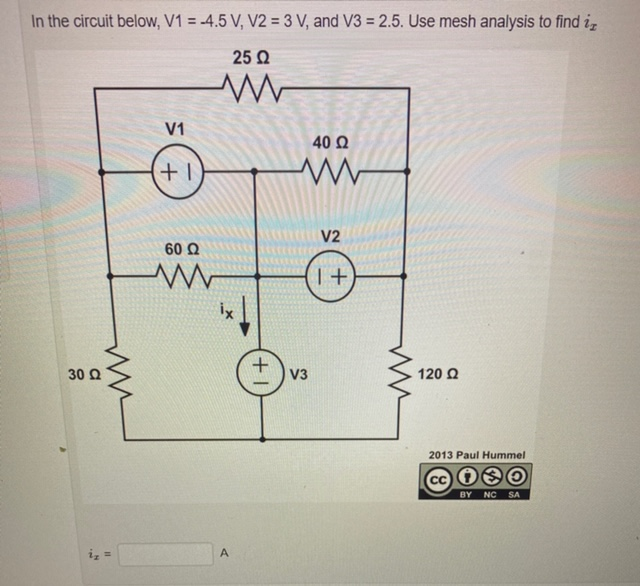 Solved In the circuit below, V1 = -4.5 V, V2 = 3 V, and V3 = | Chegg.com