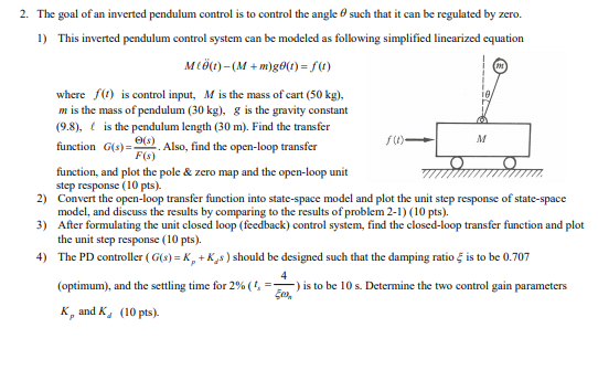 ie M 2. The goal of an inverted pendulum control is | Chegg.com