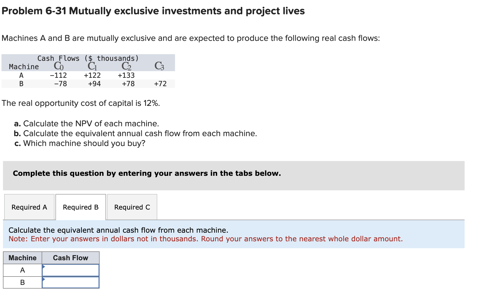 Solved Problem 6-31 ﻿Mutually exclusive investments and | Chegg.com