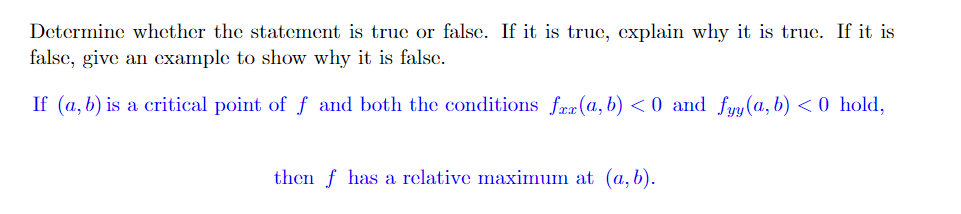 Solved Determine whether the statement is true or false. If | Chegg.com