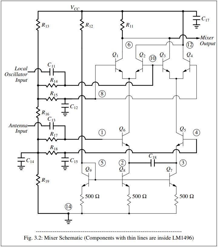 Solved V cc. I C 17 R13 R12 R11 Mixer 12 Output 6 Q Q2 Q3 10 | Chegg.com
