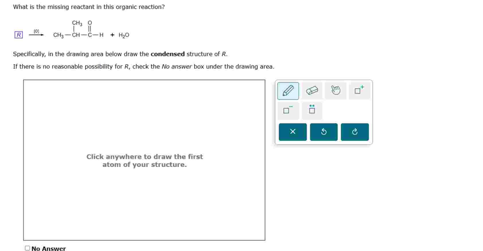 Solved What is the missing reactant in this organic | Chegg.com