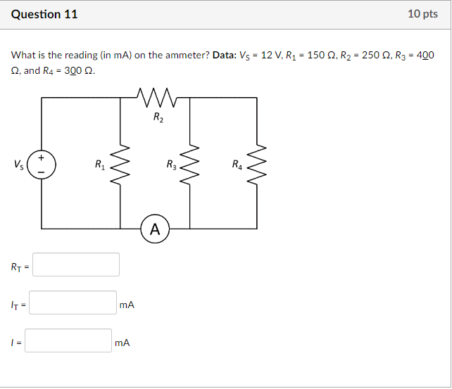 Solved What is the reading (in mA ) on the ammeter? Data: | Chegg.com