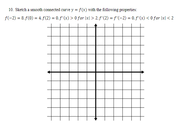 Solved 10. Sketch a smooth connected curve y = f(x) with the | Chegg.com