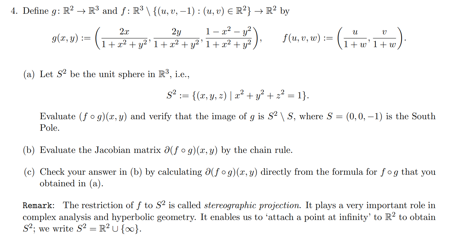 4. Define g: R2 + R3 and f: R3 \ {(u, v, -1) : (u, v) | Chegg.com