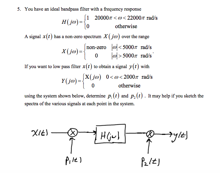 Solved 5. You have an ideal bandpass filter with a frequency | Chegg.com