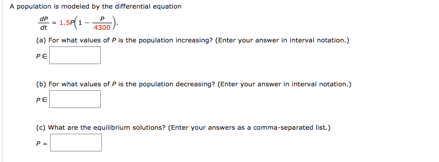 Solved A population is modeled by the differential equation | Chegg.com