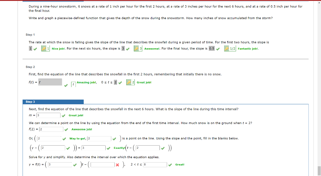 Solved During a nine-hour snowstorm, it snows at a rate of 1 | Chegg.com