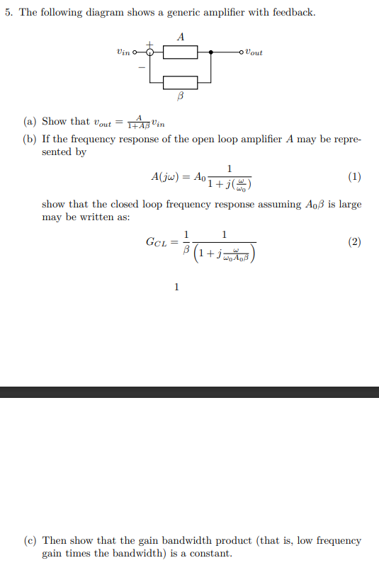 Solved 5. The following diagram shows a generic amplifier | Chegg.com