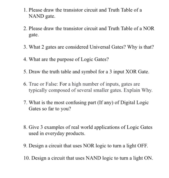 Solved Draw the transistor circuit and Truth Table of a NAND | Chegg.com