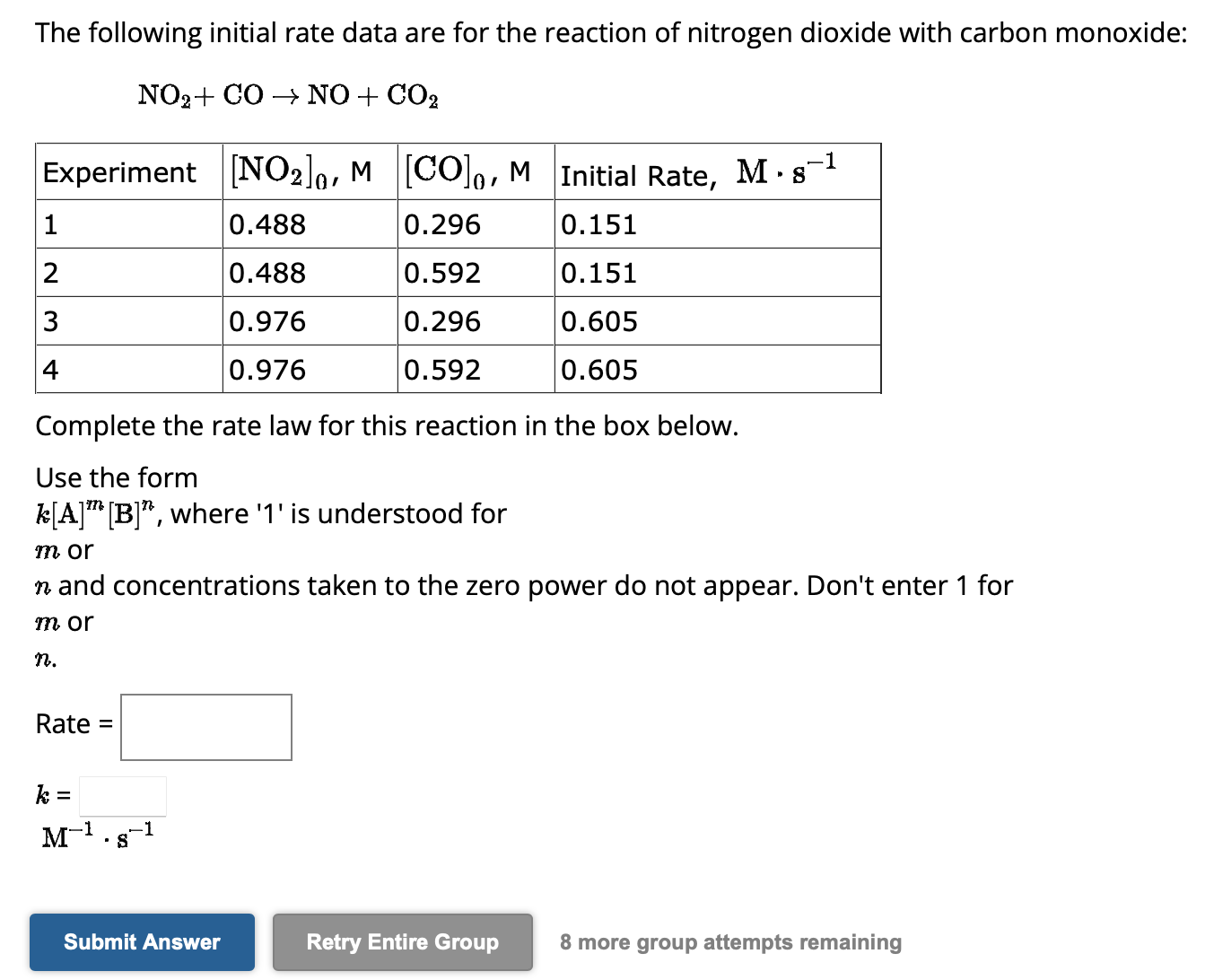 Solved The Following Initial Rate Data Are For The Reaction 