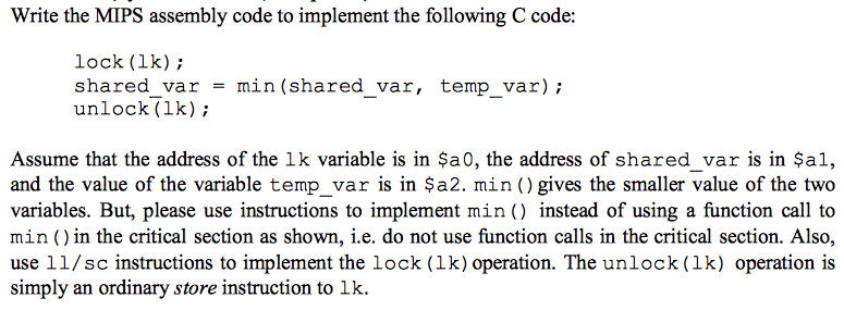 Solved Write the MIPS assembly code to implement the | Chegg.com