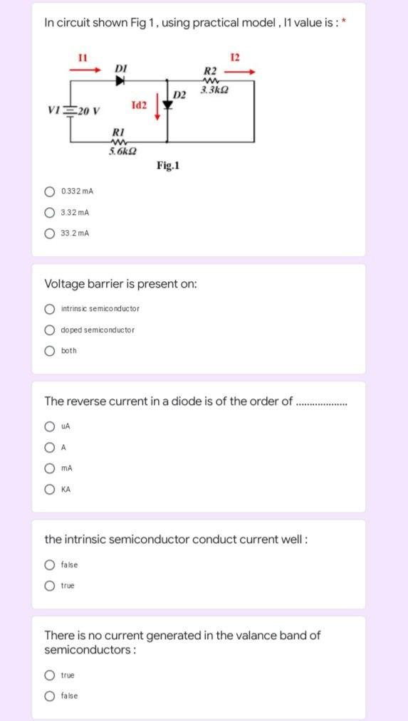 Solved In circuit shown Fig 1, using practical model , 11 | Chegg.com