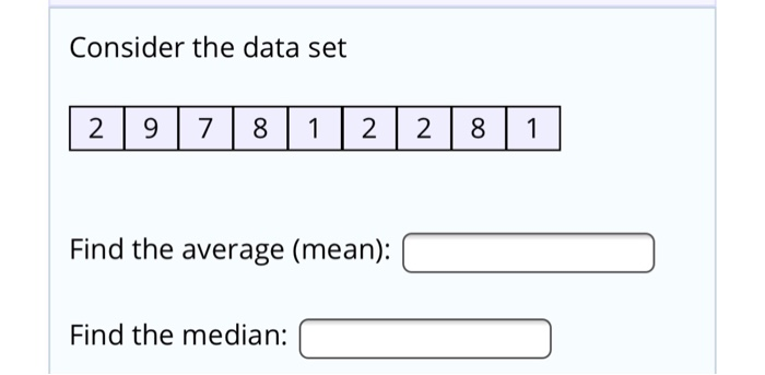 Solved Consider the data set 2978 1 2 2 81 Find the average | Chegg.com