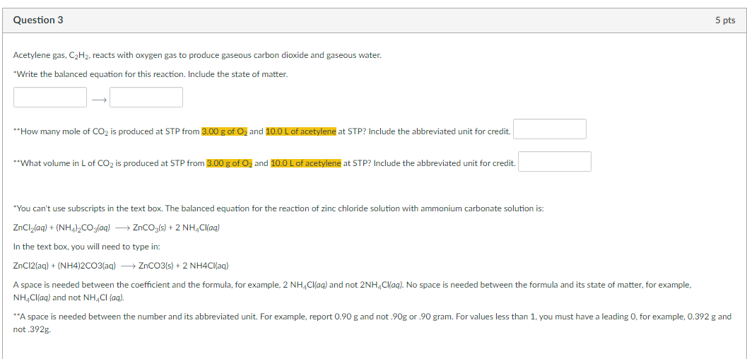 Solved Acetylene gas, C2H2, reacts with oxygen gas to | Chegg.com