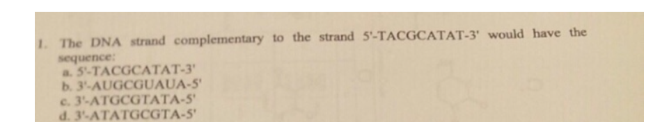 Solved The DNA strand complementary to the strand | Chegg.com