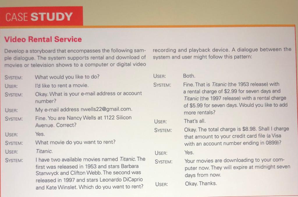 Solved CASE STUDY Video Rental Service Develop a storyboard | Chegg.com