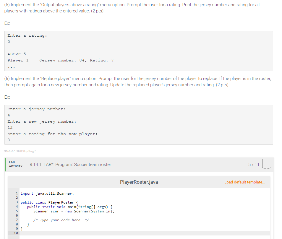 Solved In JAVA: 8.14 LAB*: Program: Soccer team roster This | Chegg.com