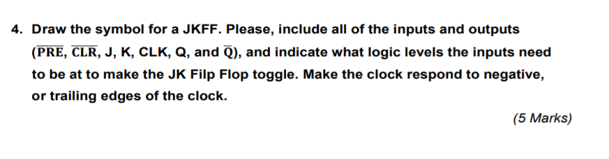 Solved 4. Draw the symbol for a JKFF. Please, include all of | Chegg.com