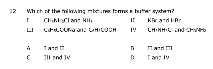 Solved 12 Which of the following mixtures forms a buffer | Chegg.com